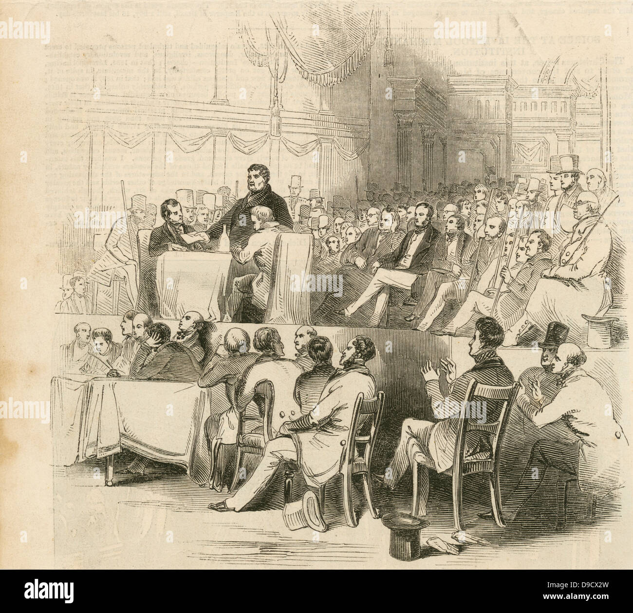 Addressing an anti corn law meeting in covent garden theatre hi-res ...