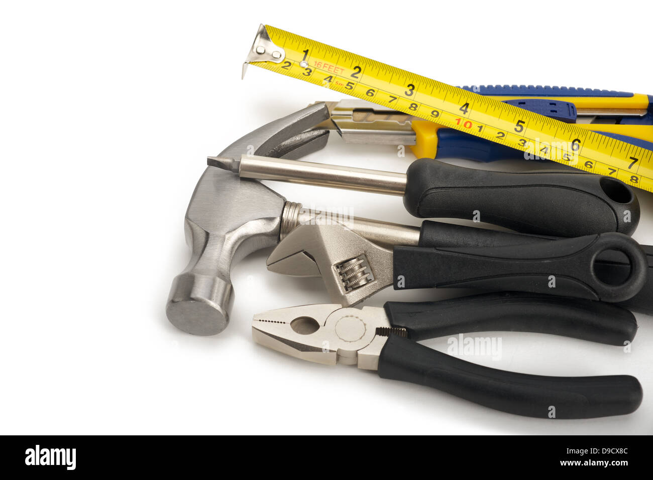 Various home work tools on white background Stock Photo - Alamy