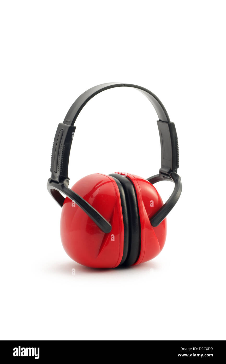construction ear protection earmuff on white background Stock Photo - Alamy