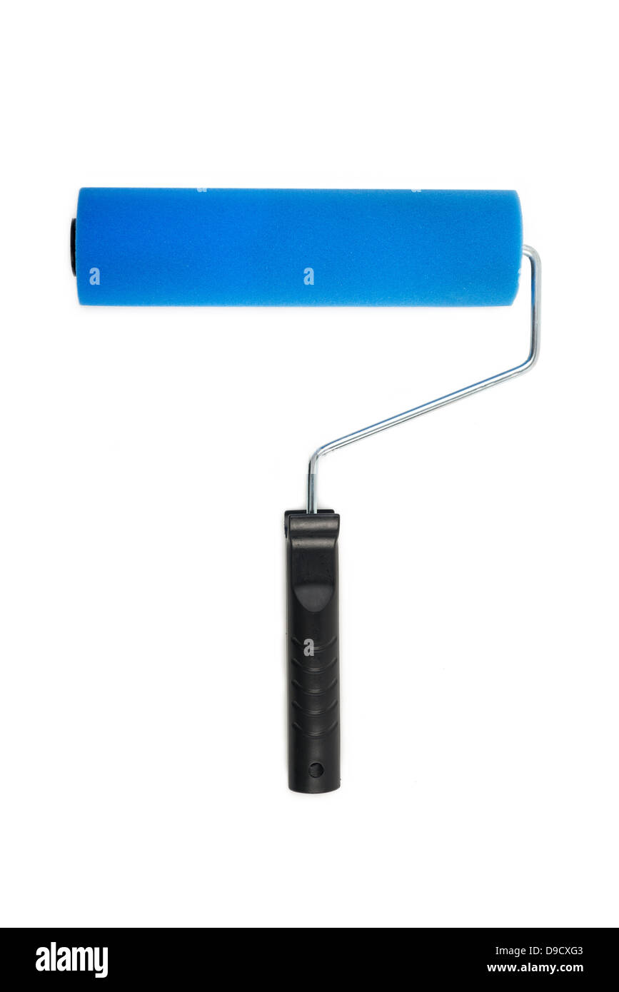 Blue Paint roller isolated on white background Stock Photo - Alamy