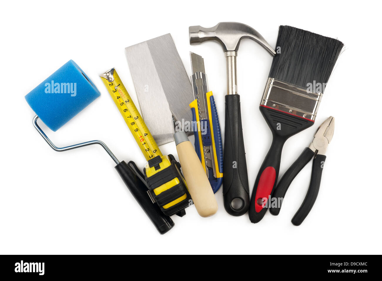 Various home work tools on white background Stock Photo - Alamy