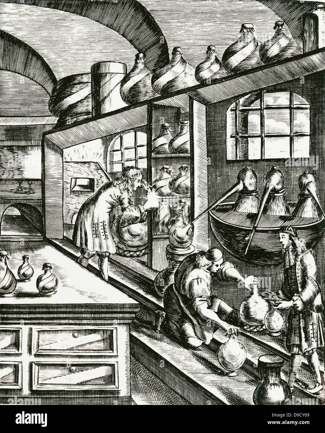 Laboratory for the distillation of medicines. From Magia naturalis ...
