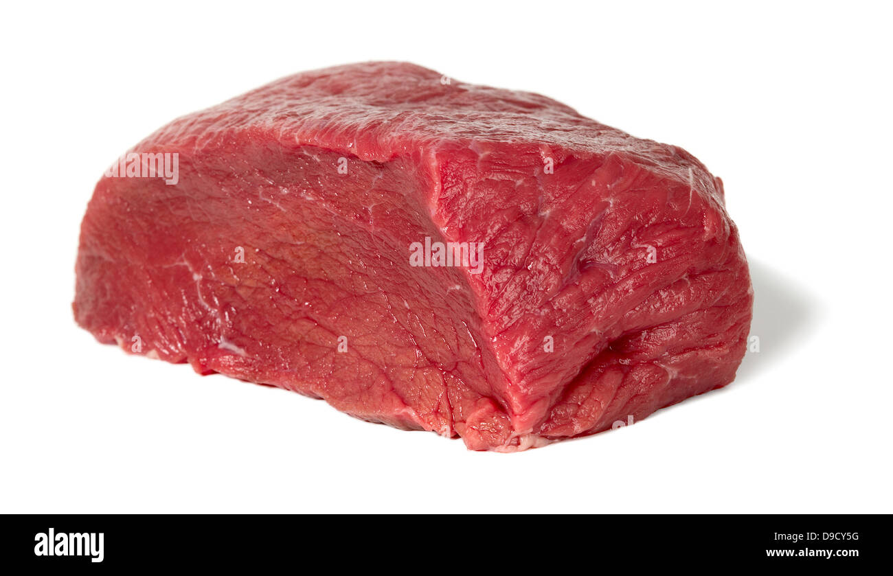 Raw sliced meat placed on white background, food concept Stock Photo ...