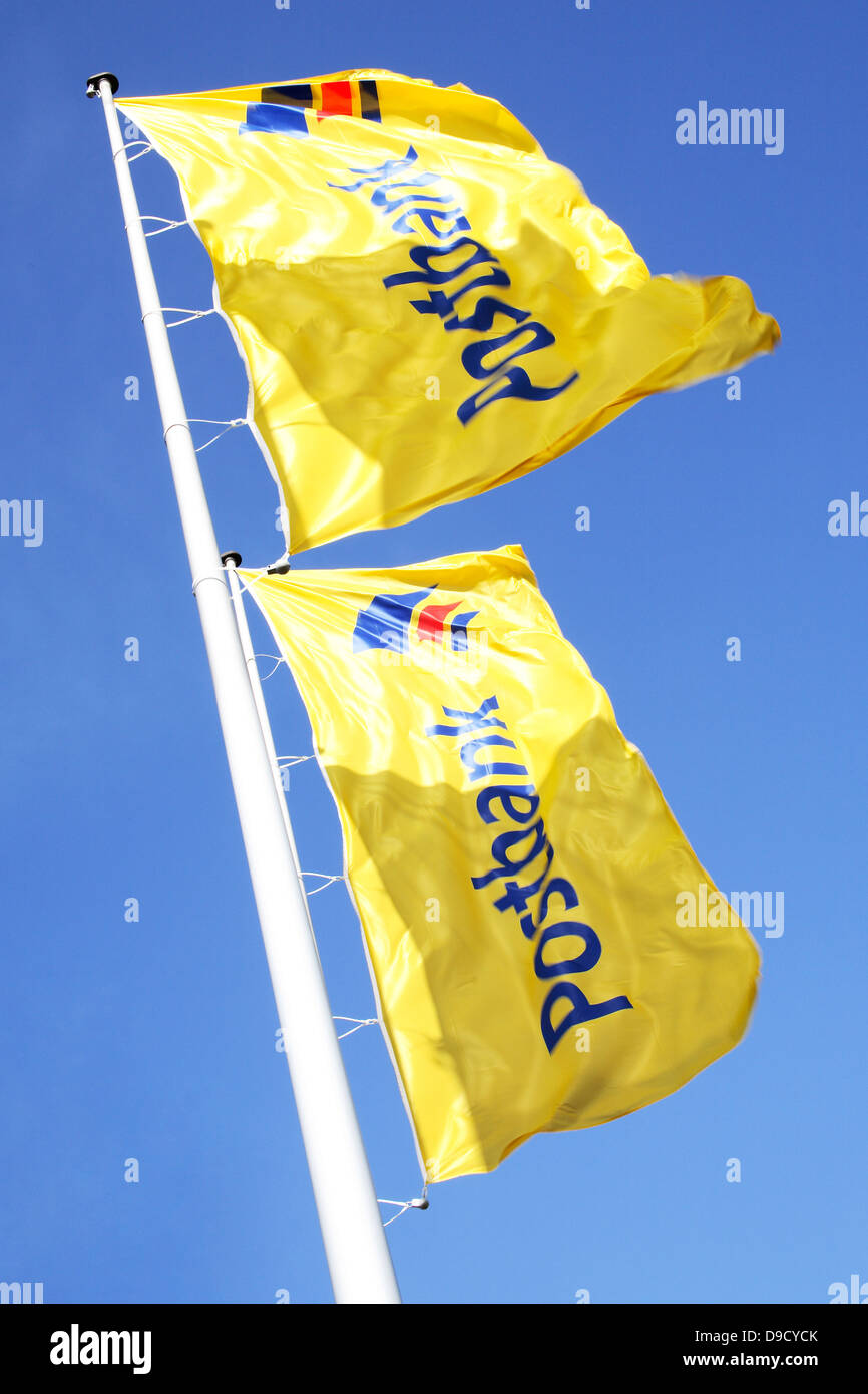 Flags of the postal bank Stock Photo - Alamy