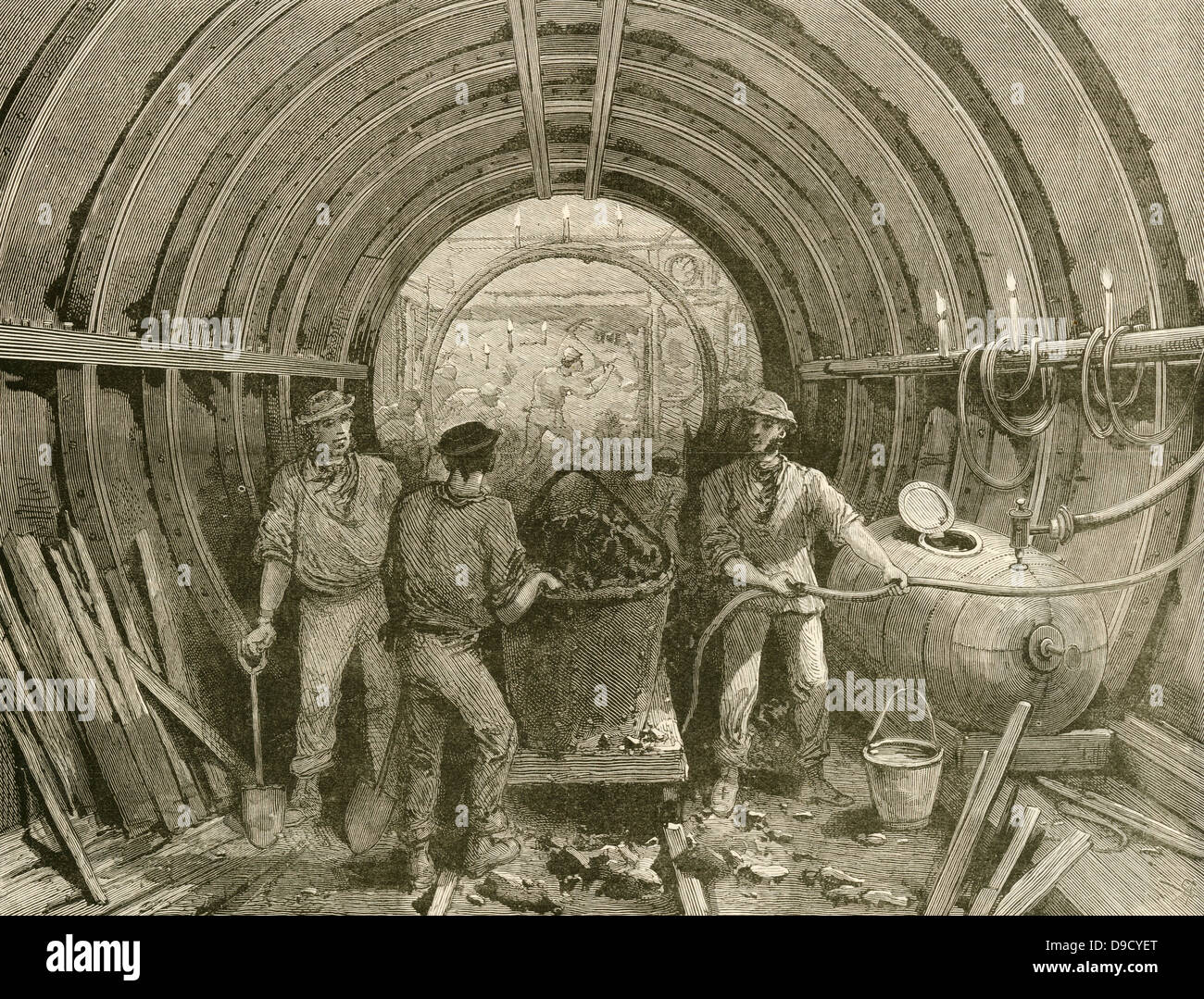 Tunnelling work in progress on the expanding london underground railway ...