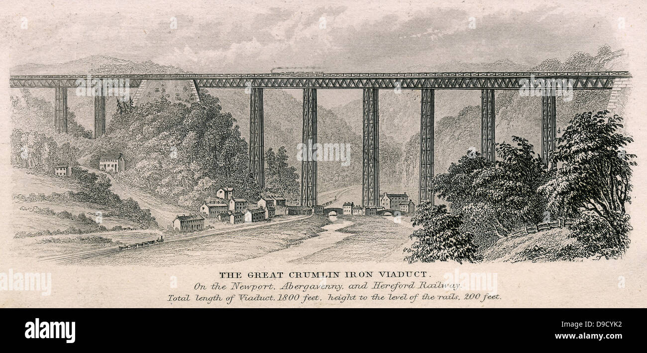 Crumlin viaduct on the Newport-Hereford Railway, a typical mid-19th ...