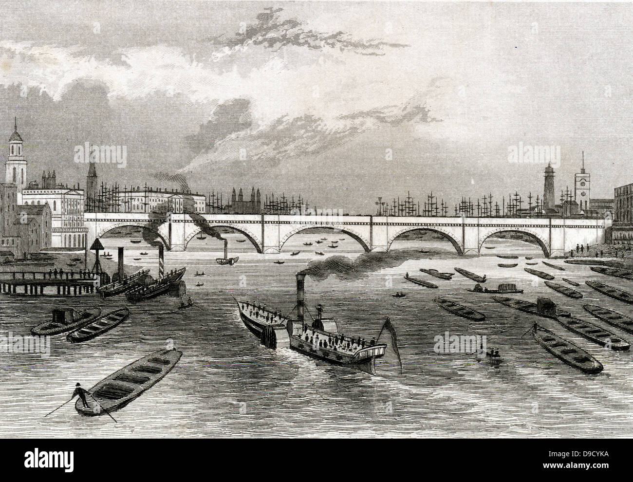 London Bridge across the Thames, connecting the City and Southwark on ...
