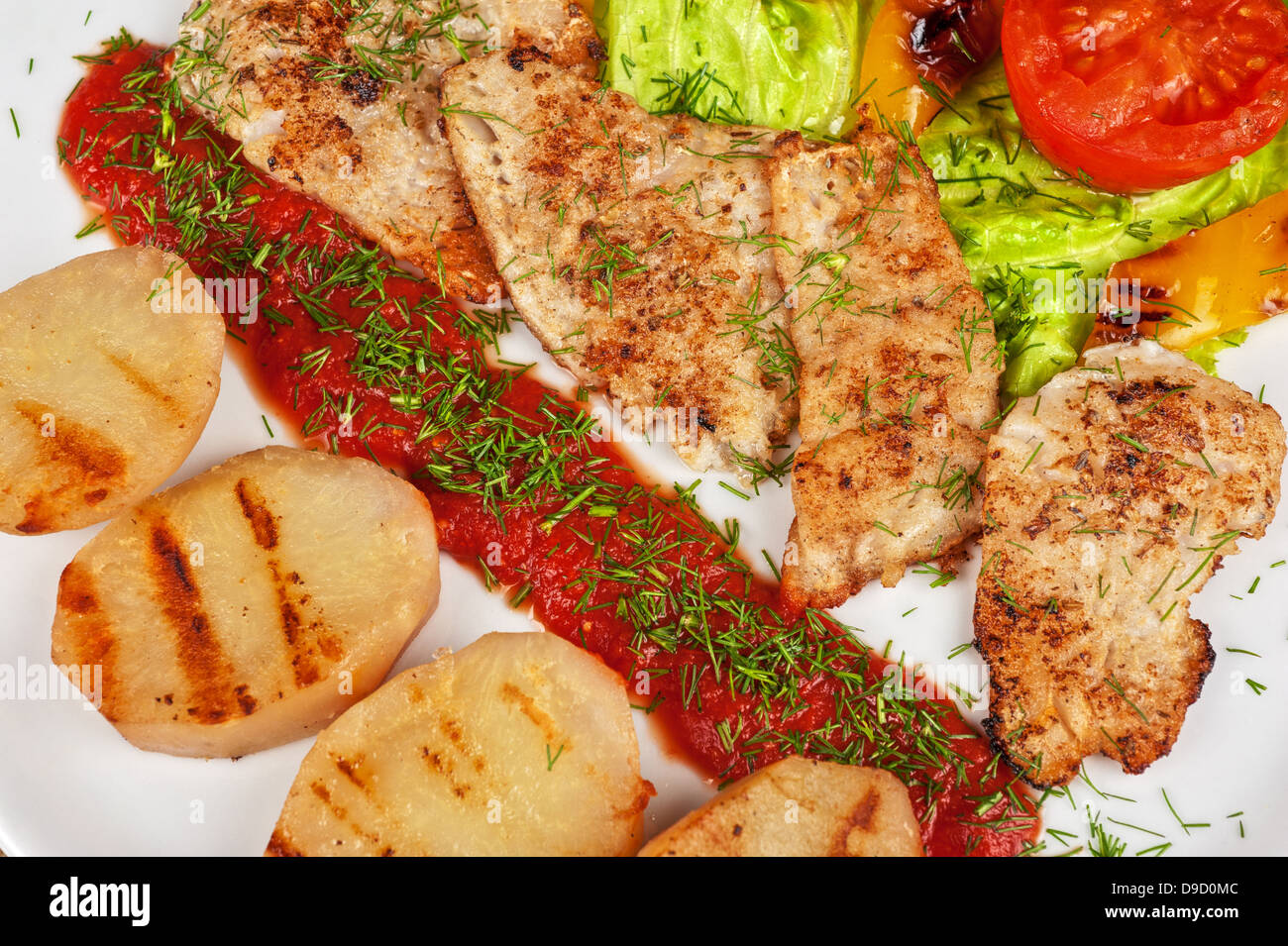 Tasty fish pike perch fillet Stock Photo - Alamy