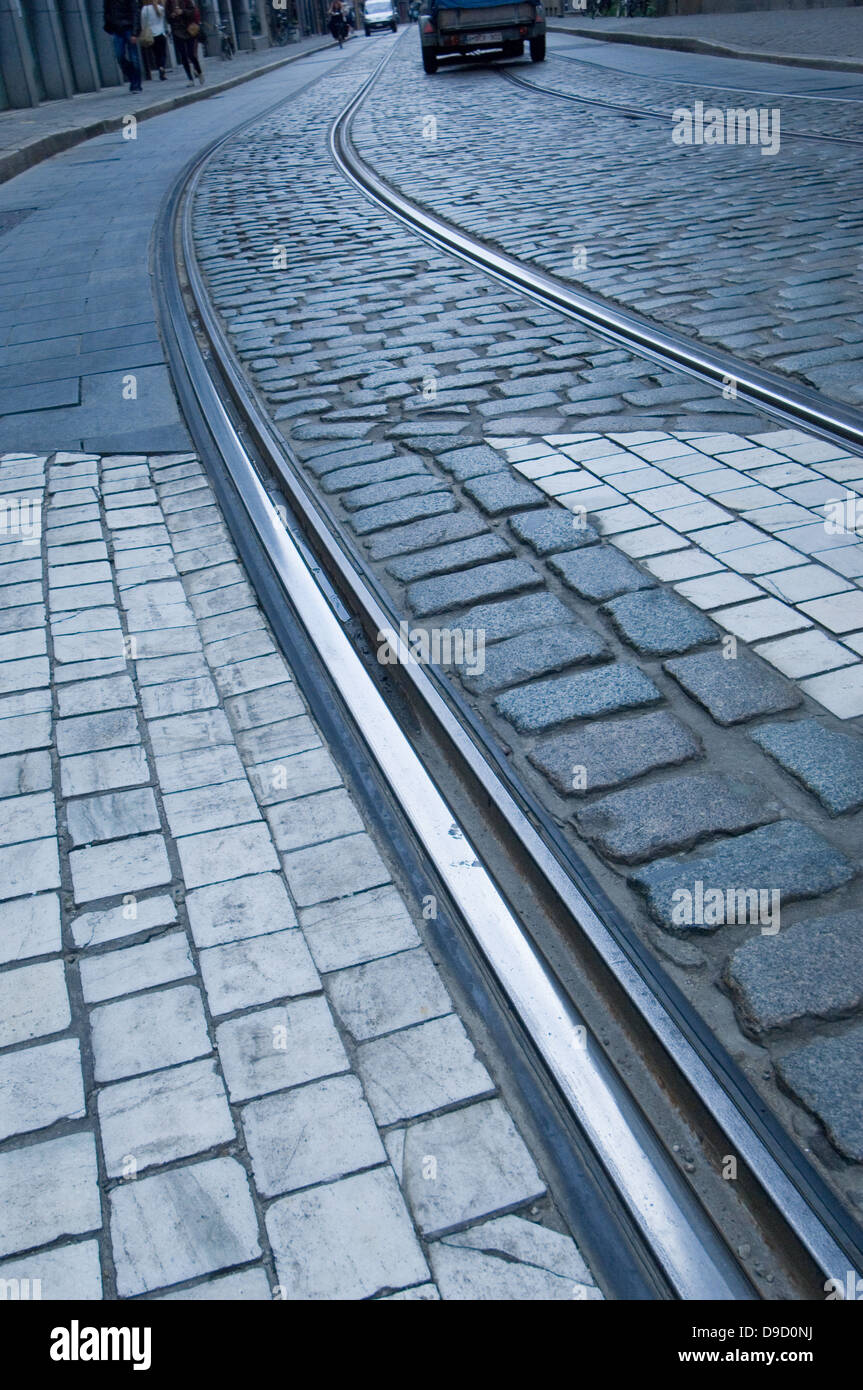 Stone pavement and railroad, Netherlands Stock Photo - Alamy