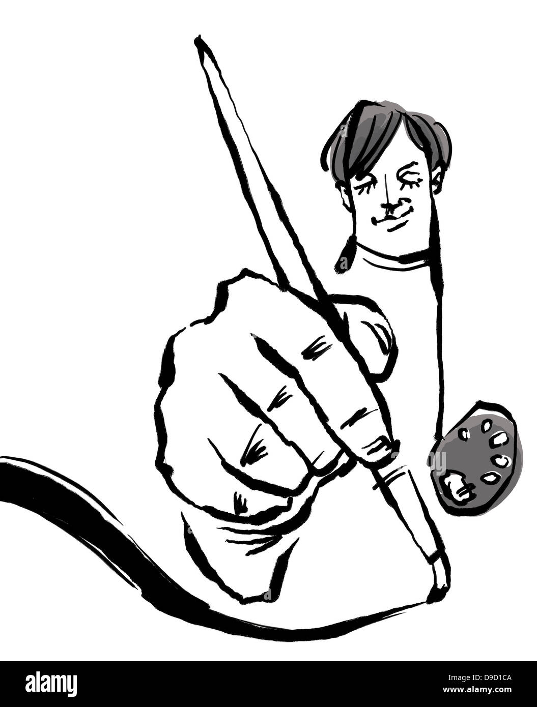 Artist painter drawing black line hi-res stock photography and images ...