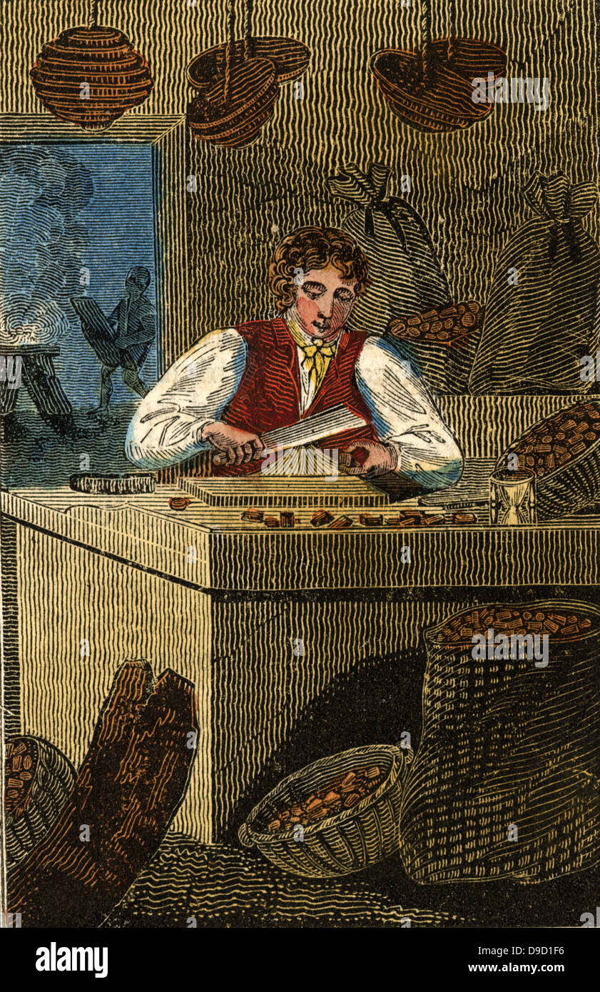 The Cork Cutter making bungs for barrels and corks for wine bottles ...