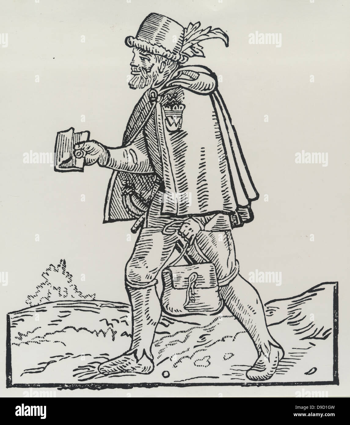 Postman from Breslau (modern Wroclaw, Poland) holding out a letter ...