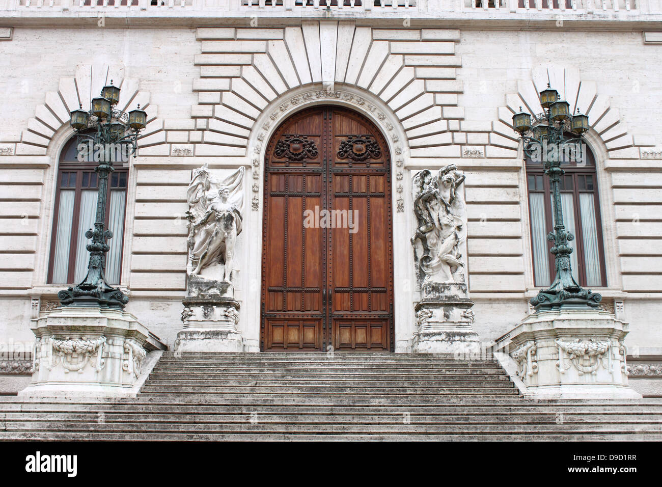Main entrance of the Italian Parliament in Montecitorio Square - Rome ...