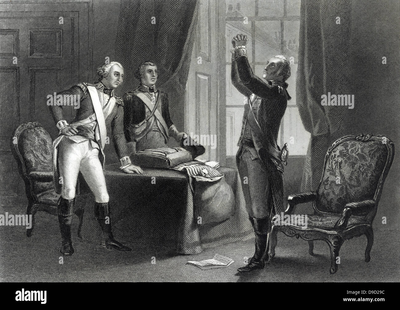 General George Washington looking to heaven after reading a dispatch ...