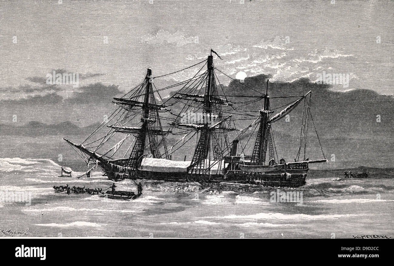 SS Vega in winter quarter, c1878. Engraving from The Voyage of the Vega ...
