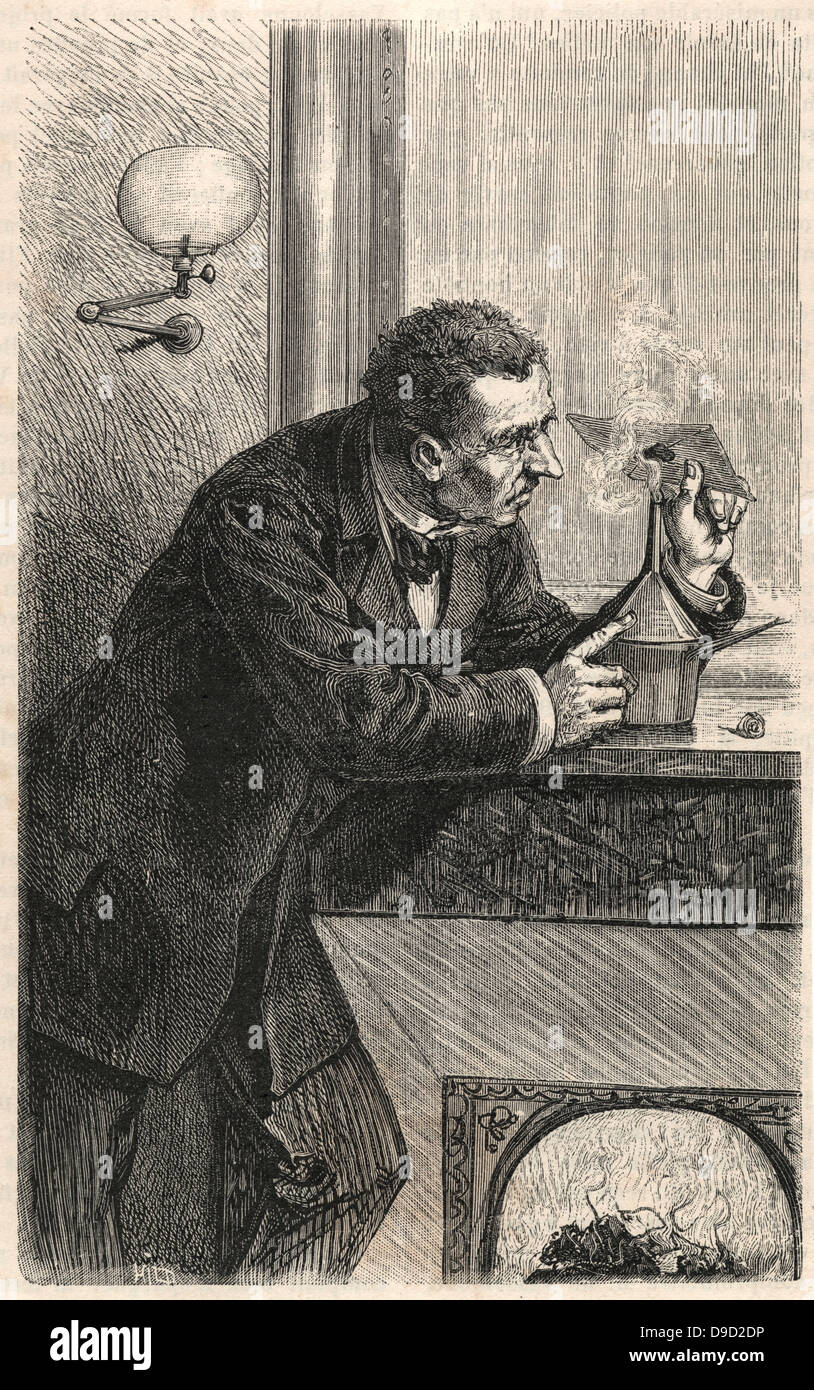 Secretly steaming open a letter. Engraving, Paris, 1879 Stock Photo - Alamy