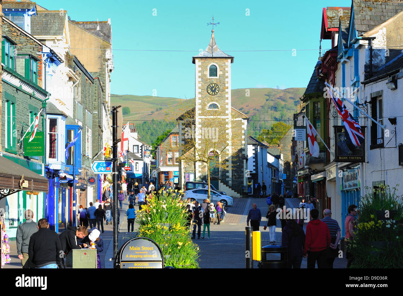 Main street , Keswick and Moot Hall Stock Photo - Alamy