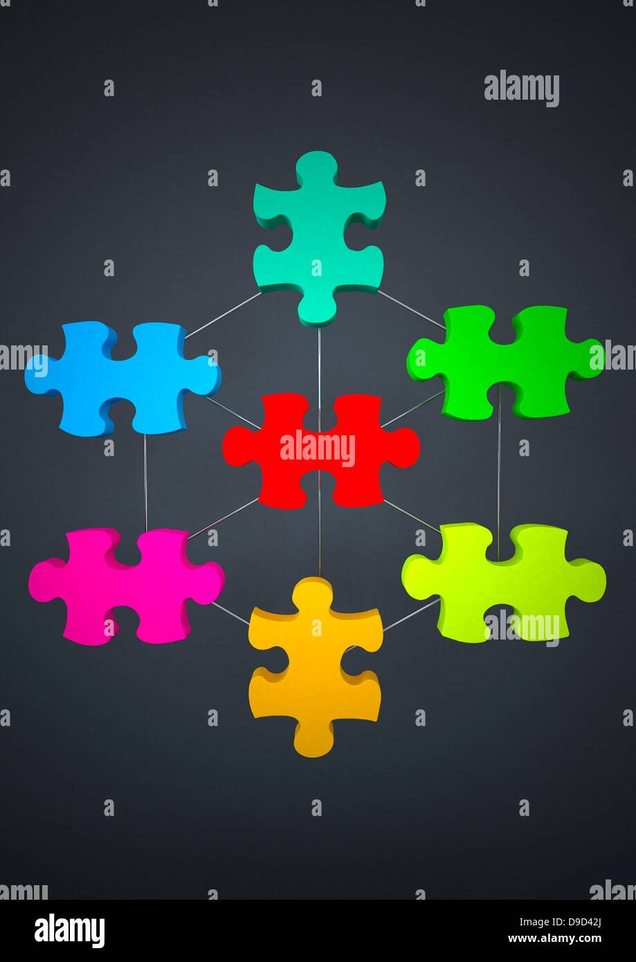 Illustration of puzzle network Stock Photo - Alamy