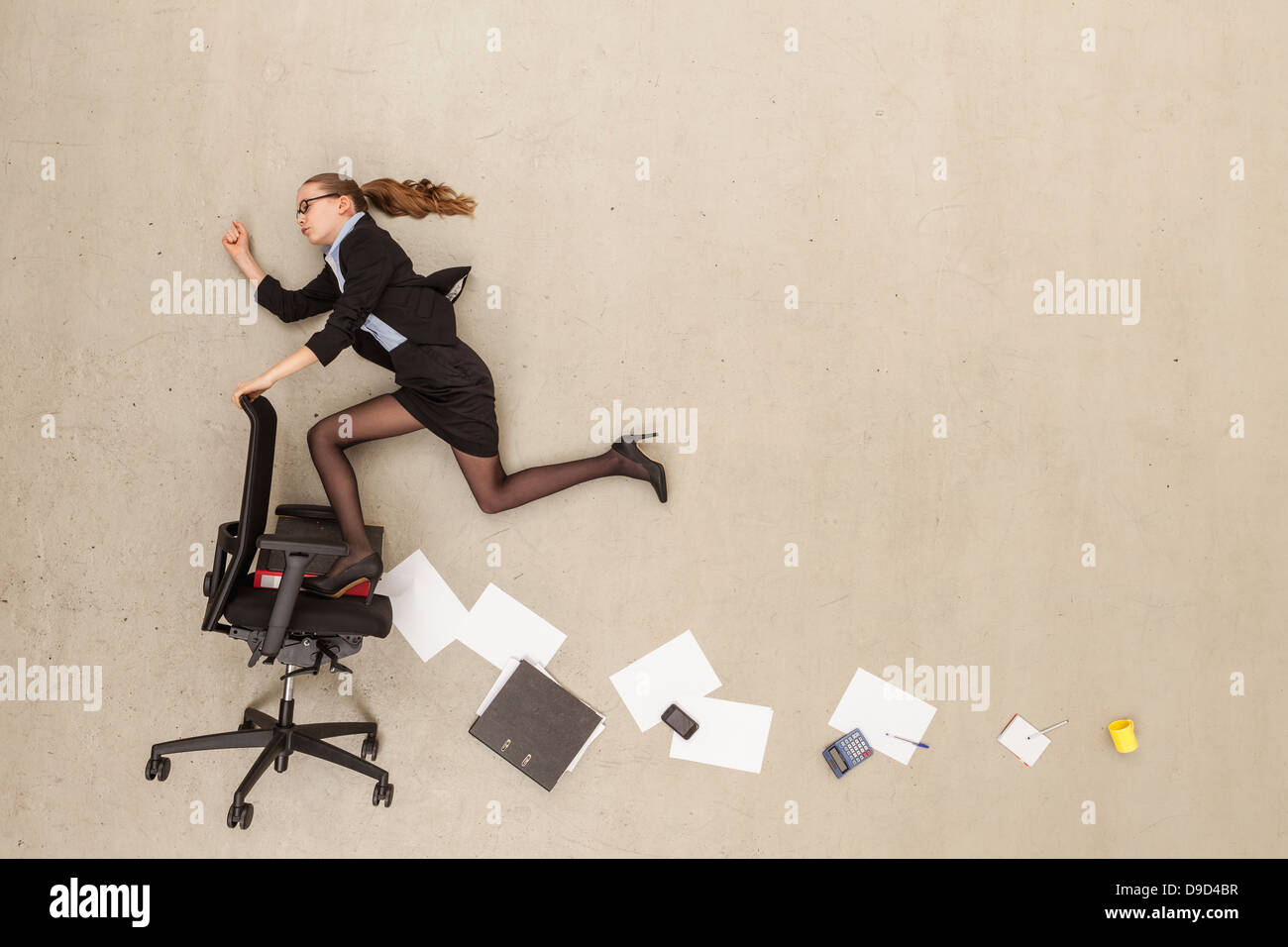 Business girl running in office Stock Photo - Alamy