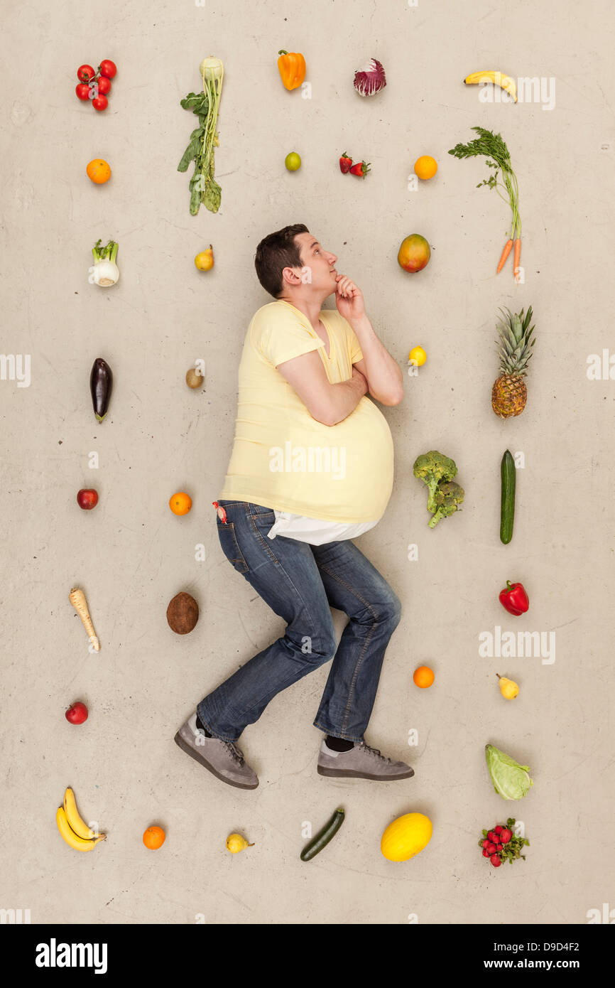 Man dreaming of food Stock Photo - Alamy