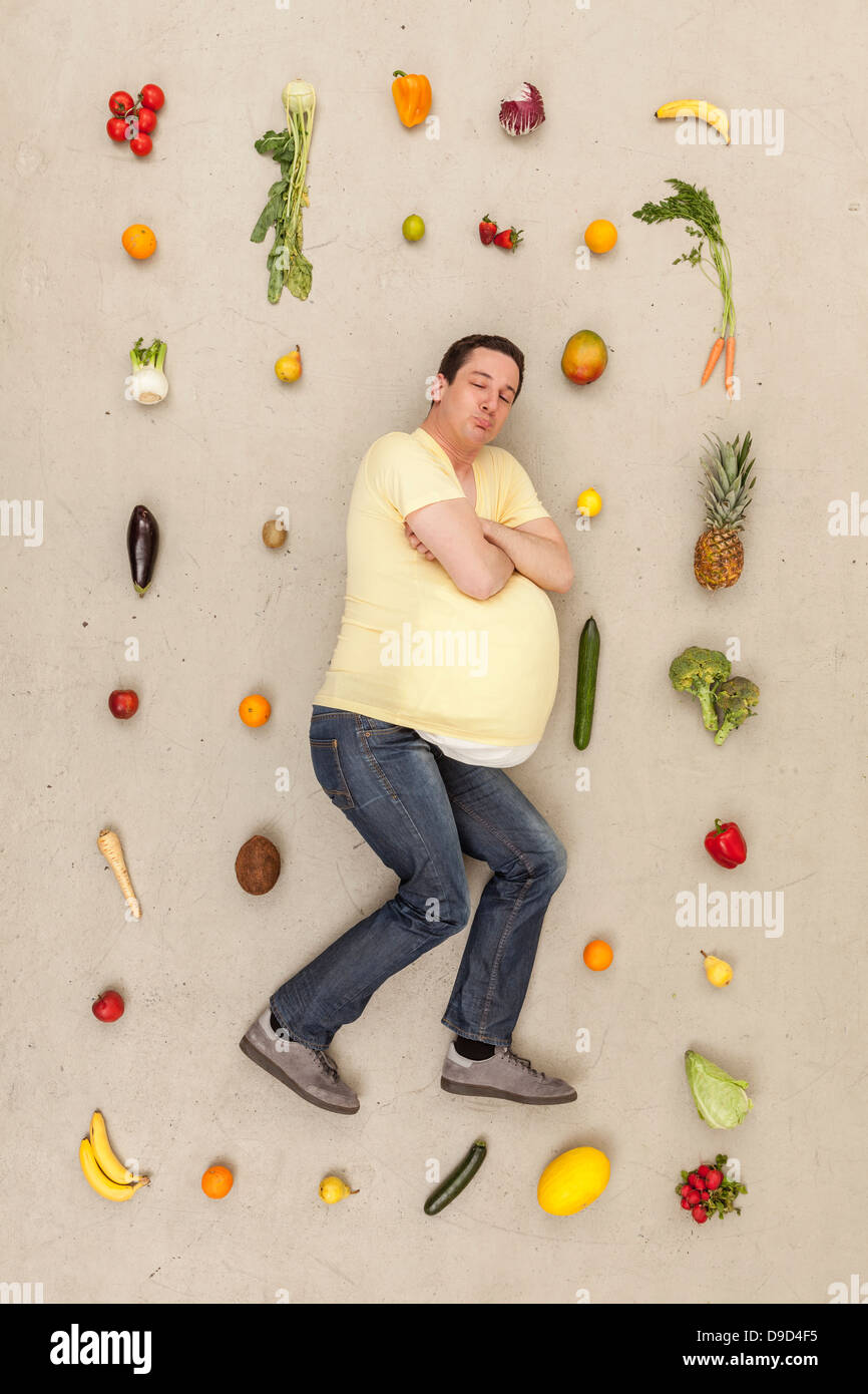 Man dreaming of food Stock Photo - Alamy