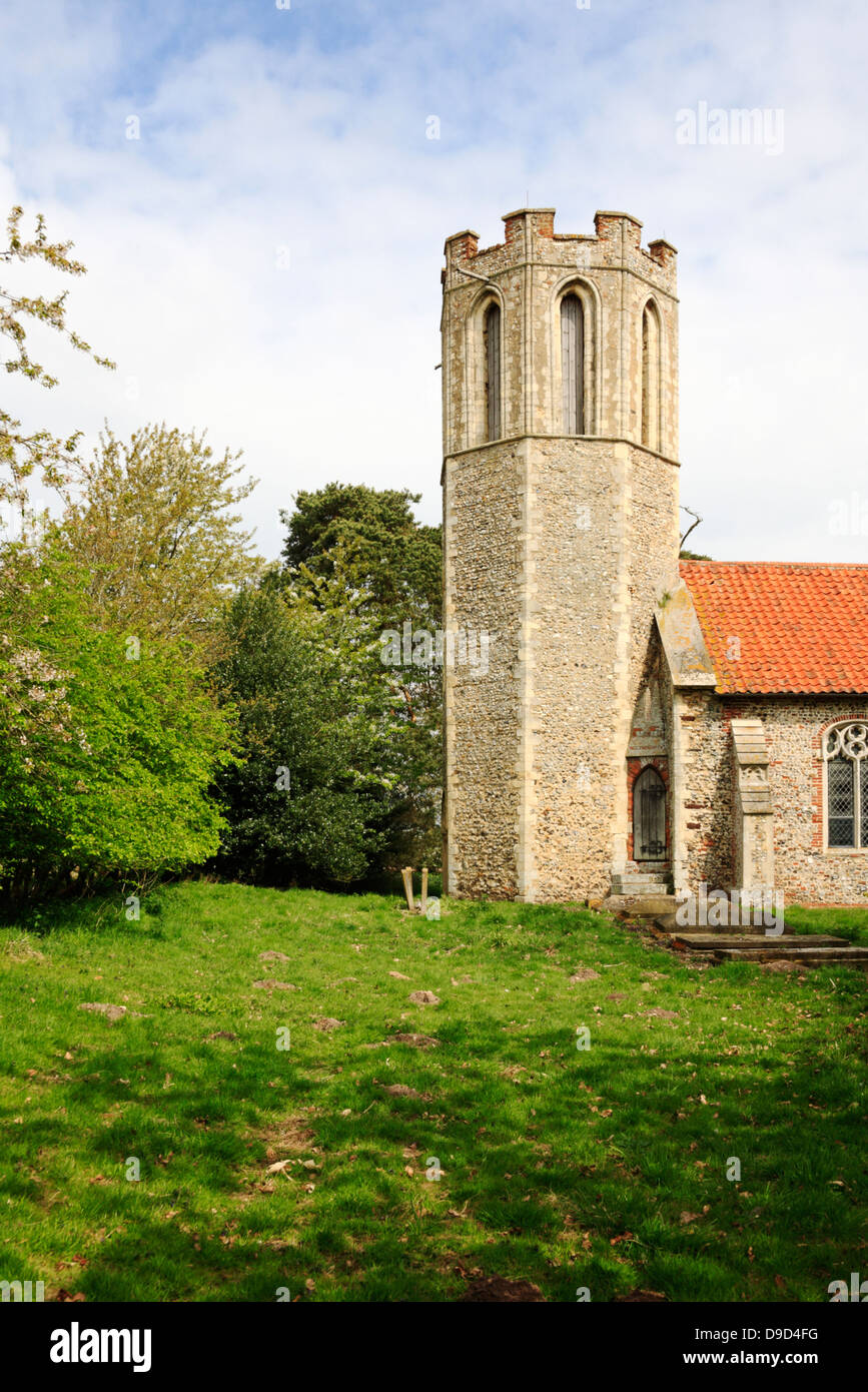 A view of the octagonal tower of the church of St Nicholas at Buckenham ...