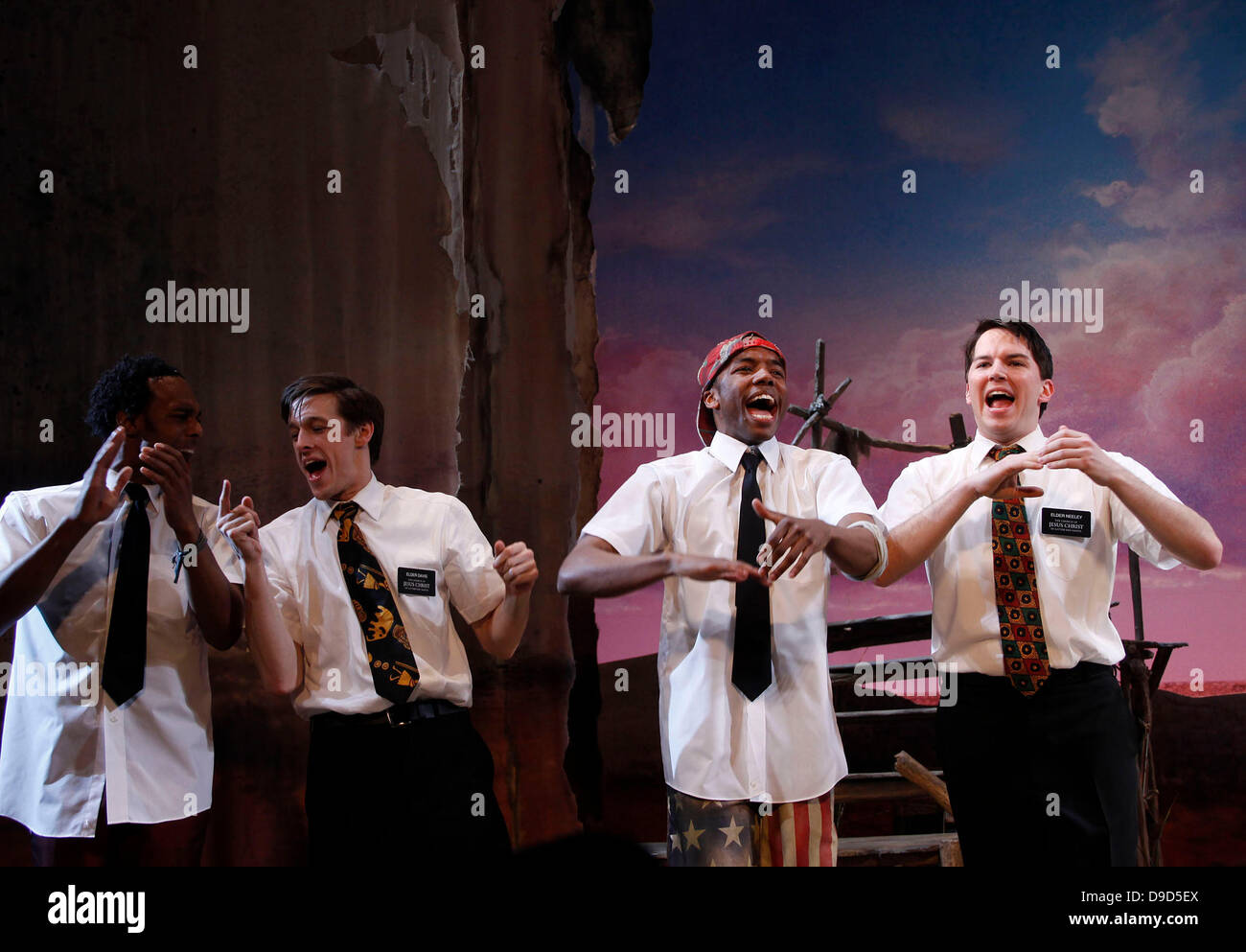 Cast Opening night of the Broadway musical production of 'The Book of ...