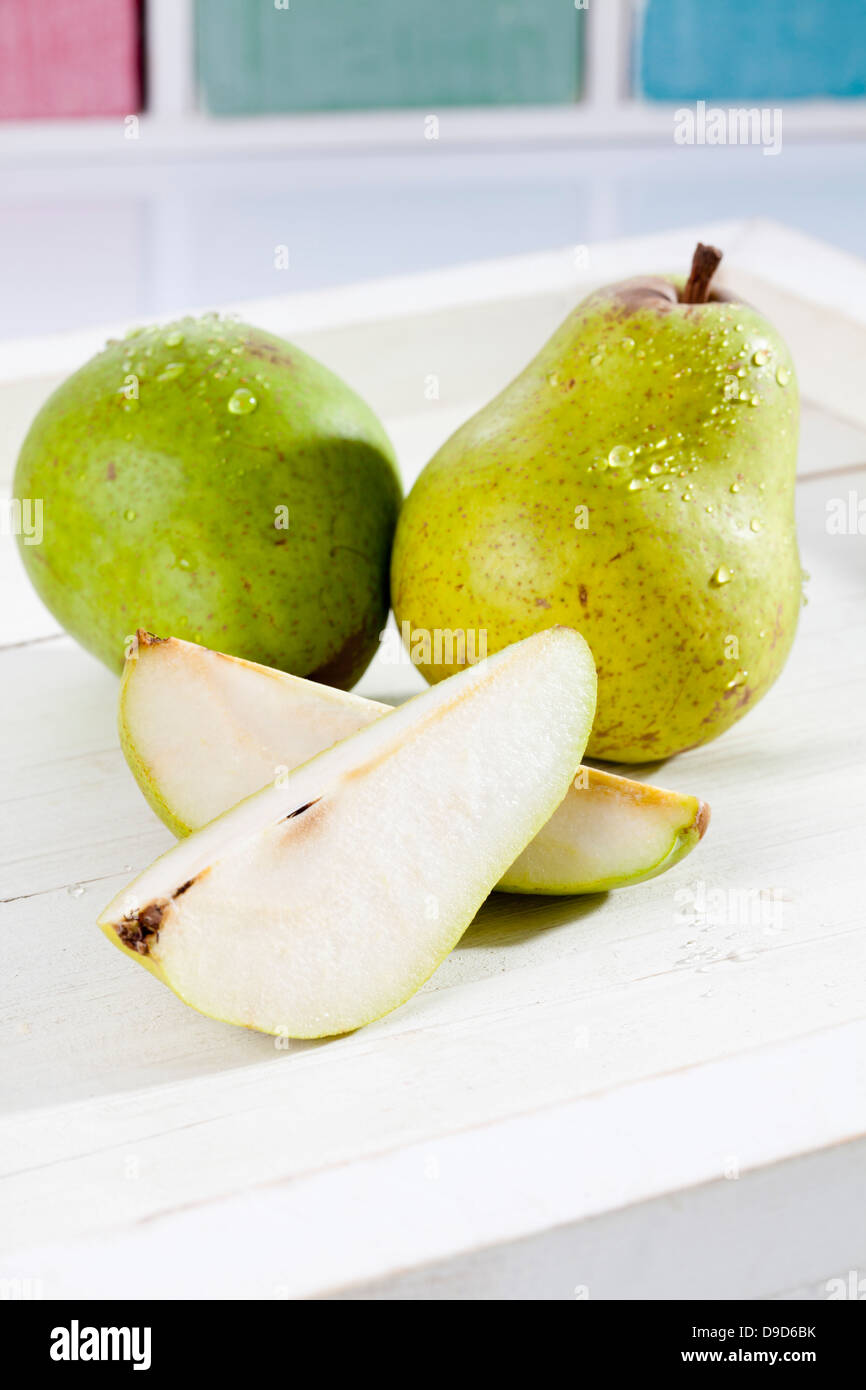 Pears in wooden tray hi-res stock photography and images - Alamy