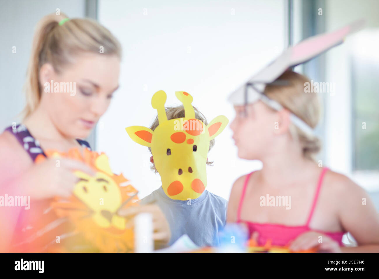 Children's mask making party Stock Photo - Alamy