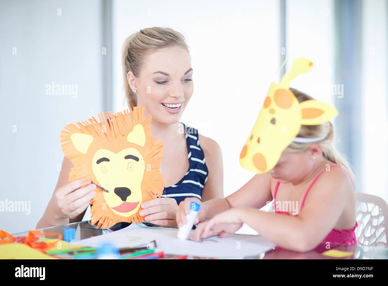 Children's mask making party Stock Photo - Alamy