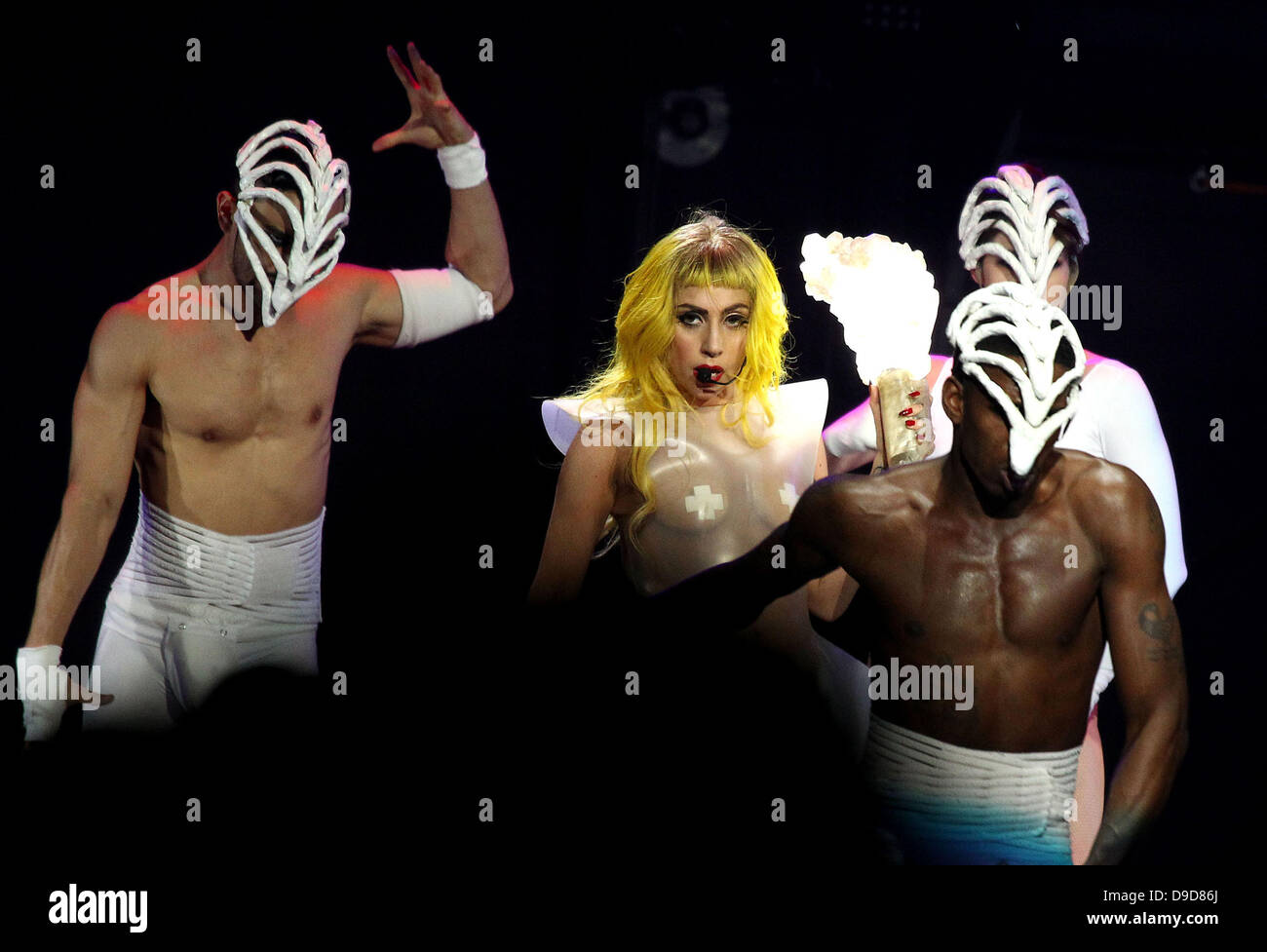 Lady Gaga performs during her Monster Ball Tour at the MGM Grand Garden ...