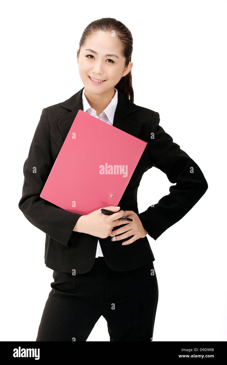 Business woman with folder Stock Photo - Alamy