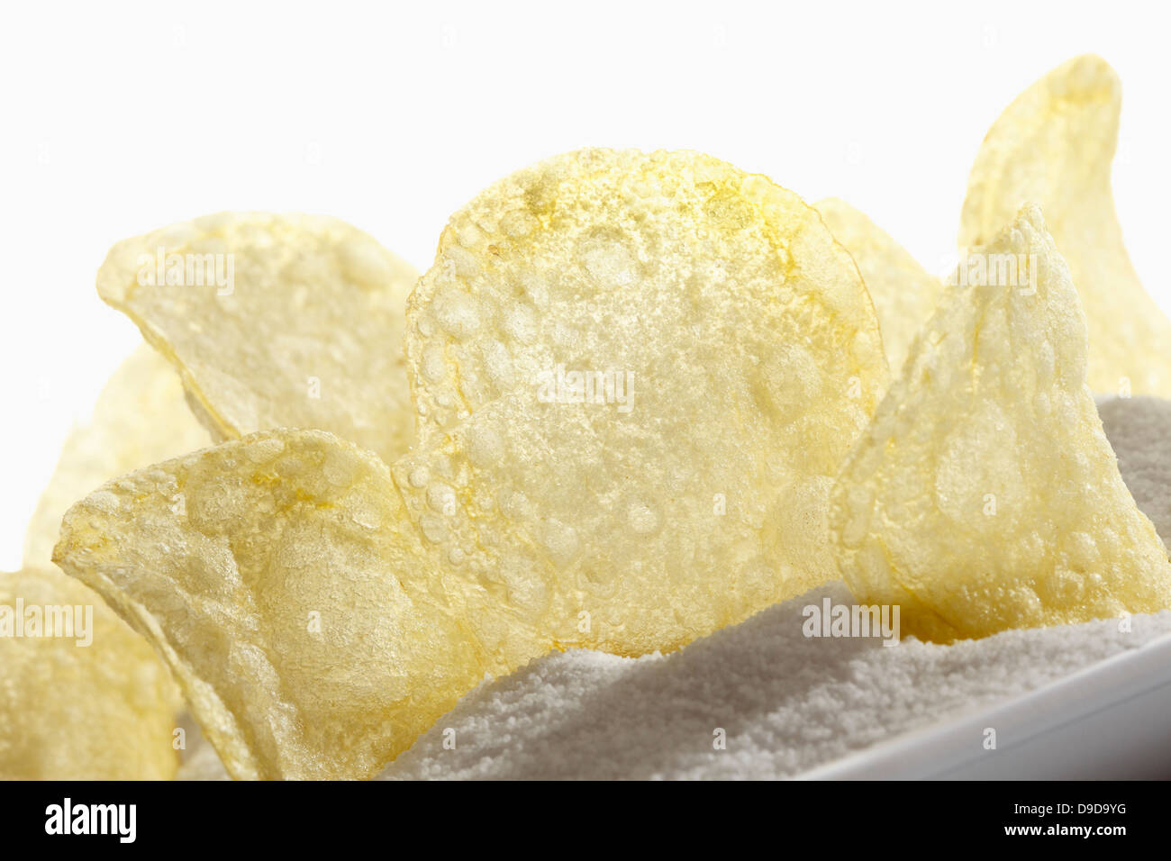 Salted potato chips on salt hi-res stock photography and images - Alamy