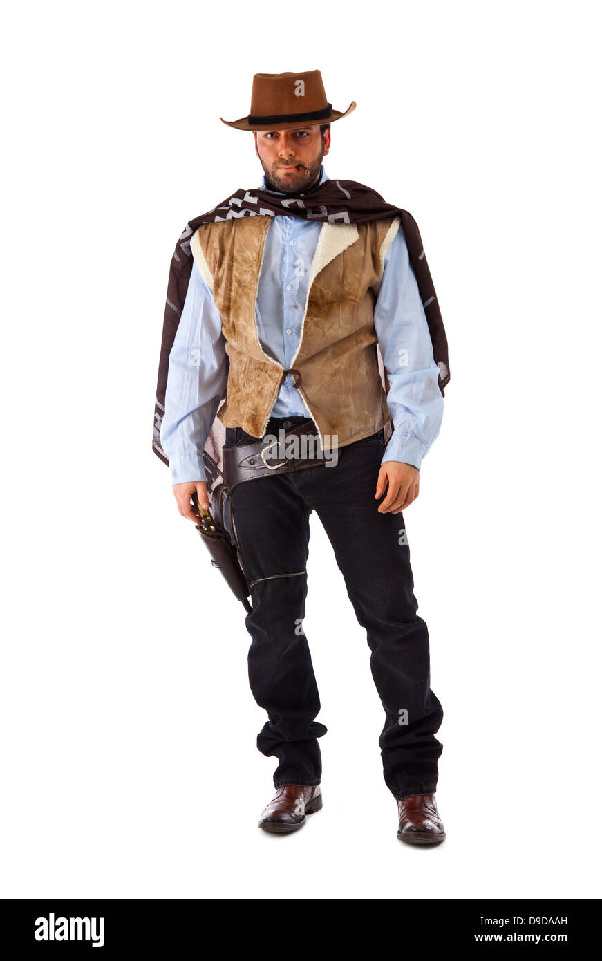 Gunman in the old wild west on white background Stock Photo - Alamy