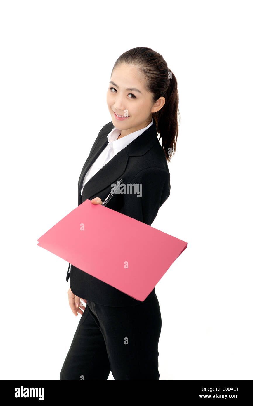 Business woman with folder Stock Photo - Alamy