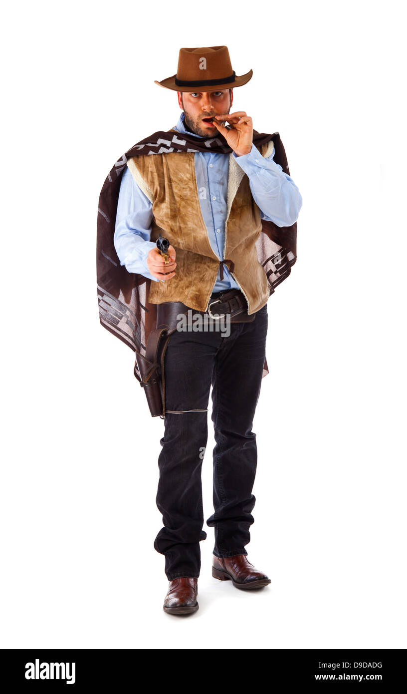 Gunman in the old wild west on white background Stock Photo - Alamy