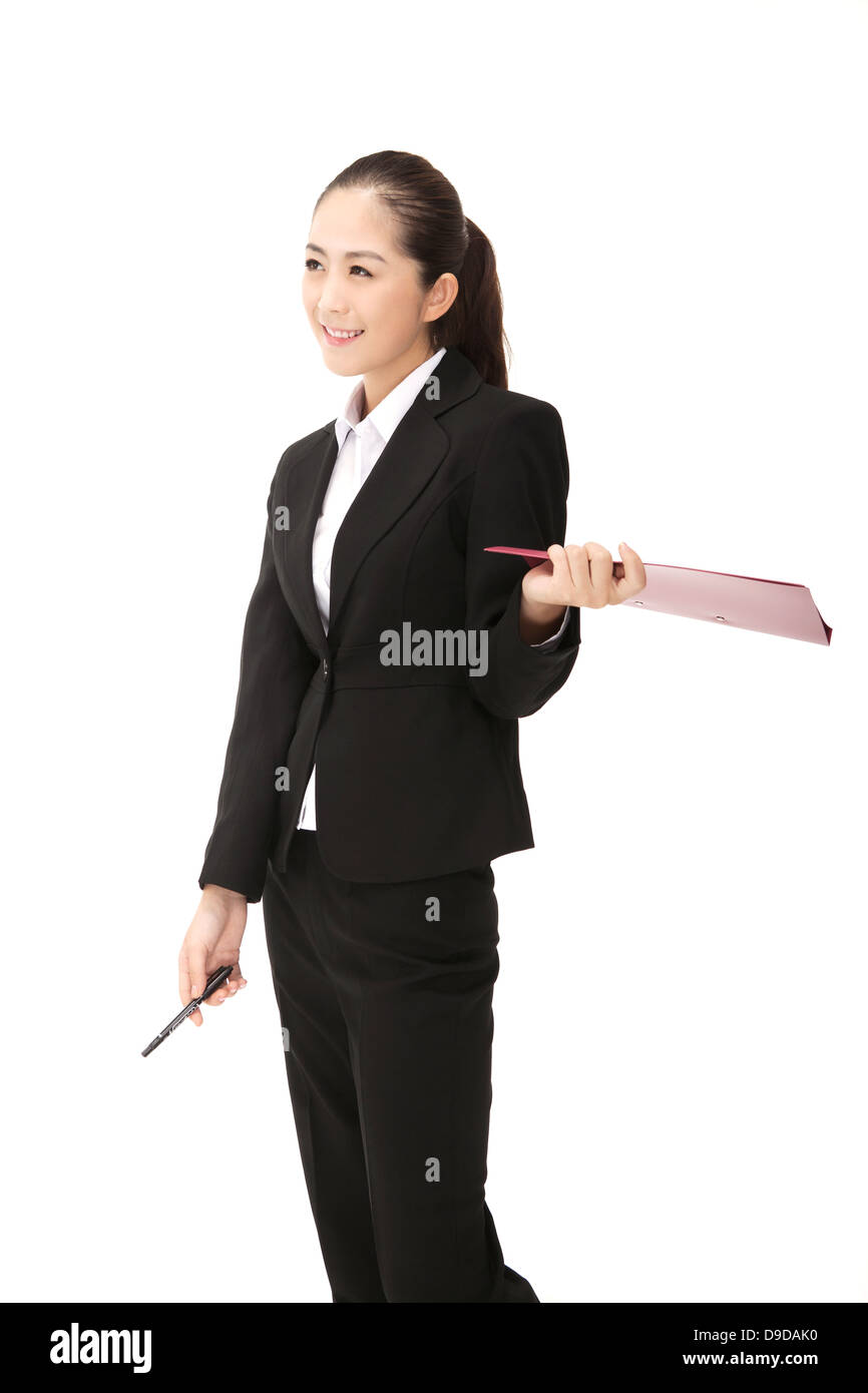 Business woman with folder Stock Photo - Alamy