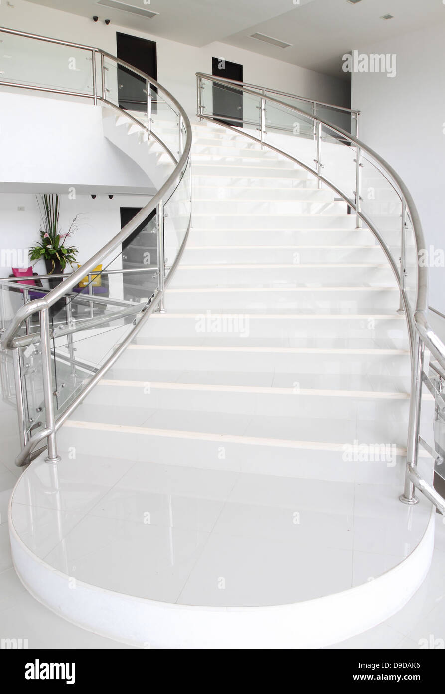 modern white stairs going up Stock Photo - Alamy