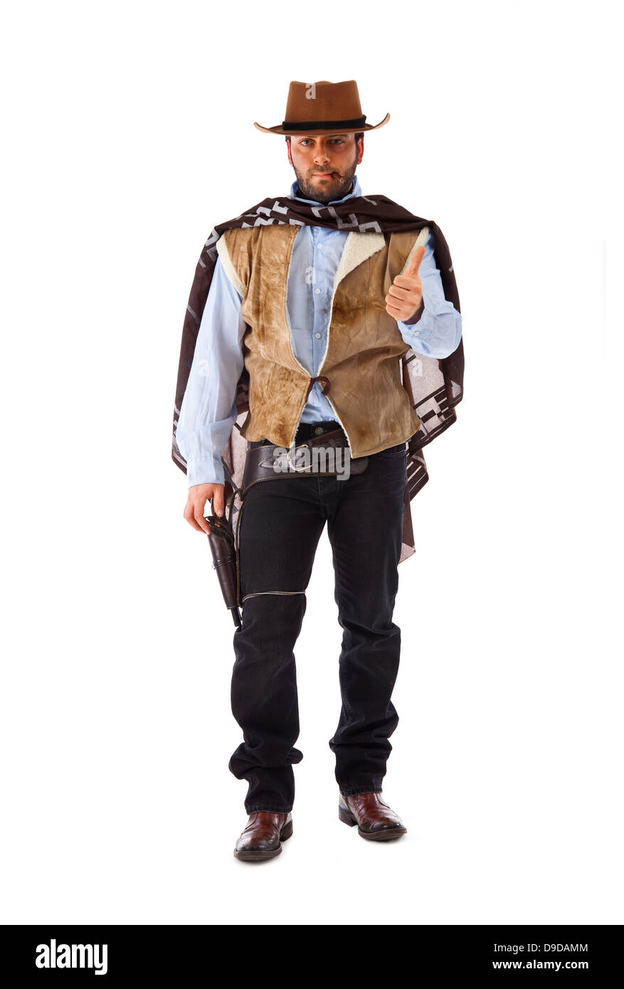 Gunman in the old wild west on white background Stock Photo - Alamy