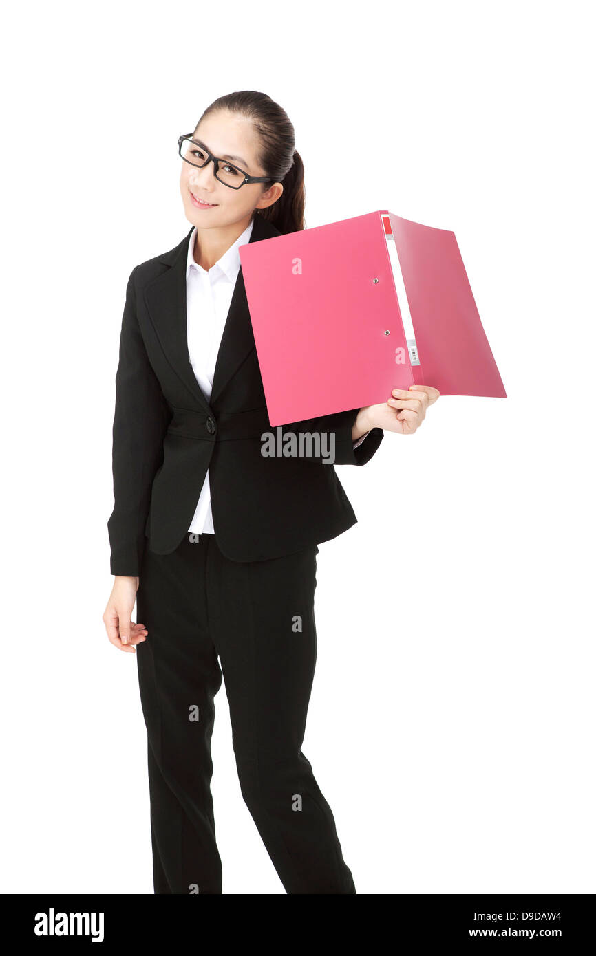 Business woman with folder Stock Photo - Alamy