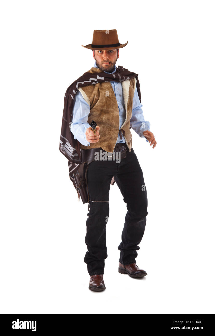Gunman in the old wild west on white background Stock Photo - Alamy