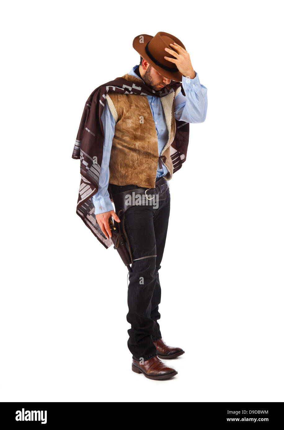 Gunman in the old wild west on white background Stock Photo - Alamy