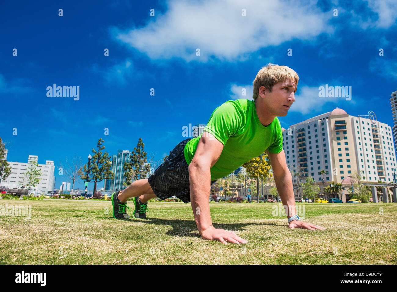 Athletic male performing push hi-res stock photography and images - Alamy