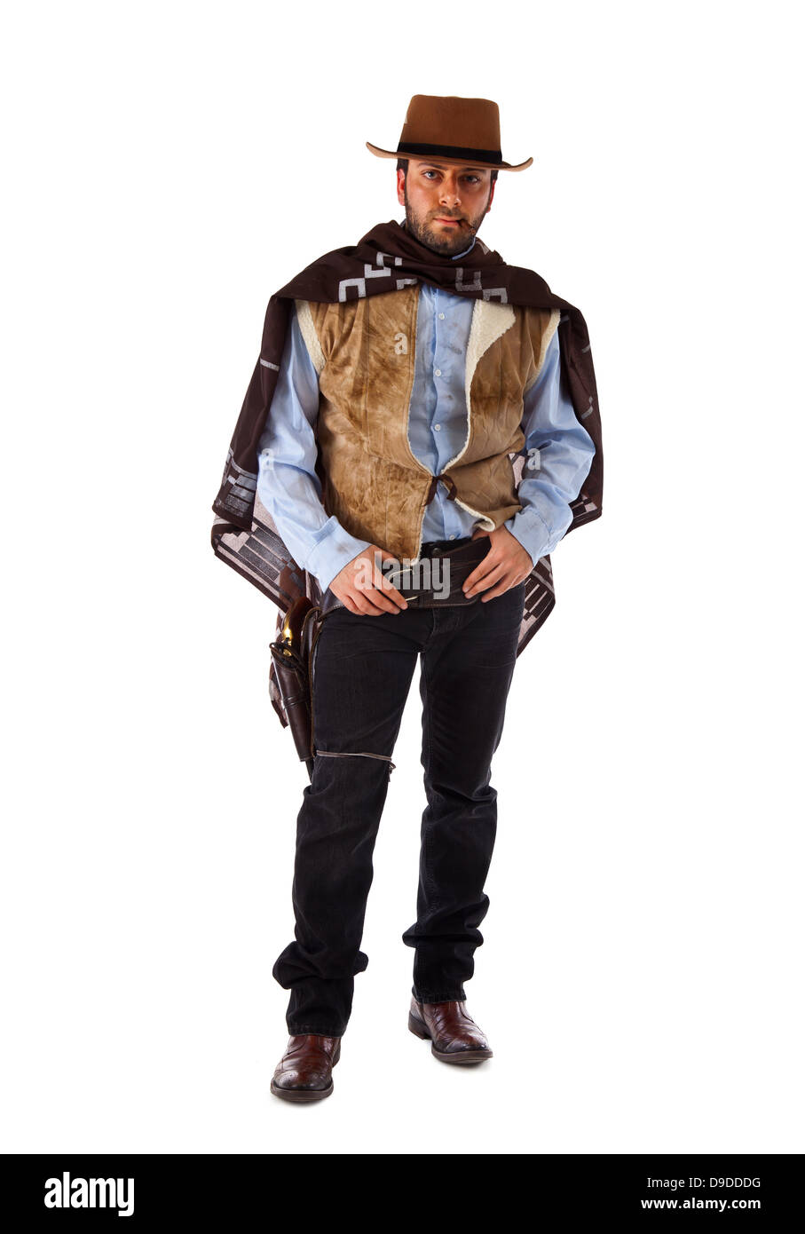 Gunman in the old wild west on white background Stock Photo - Alamy
