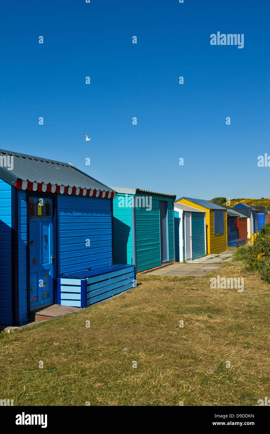 COLOURED AND DECORATED BEACH HUTS AT HOPEMAN VILLAGE MORAY COAST ...