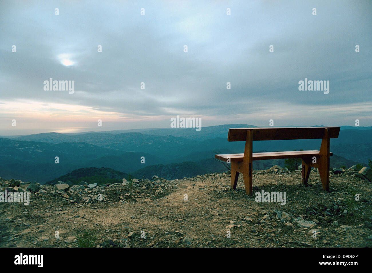 Landscape with bench Stock Photo - Alamy