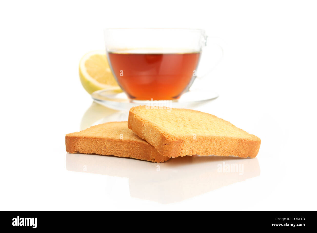 Rusk with lemon tea Stock Photo - Alamy