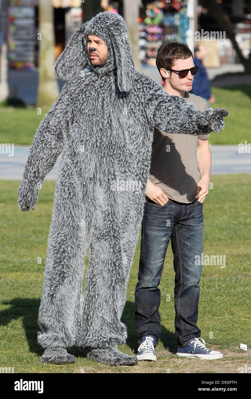 Elijah Wood and Jason Gann filming on the set of their new television ...