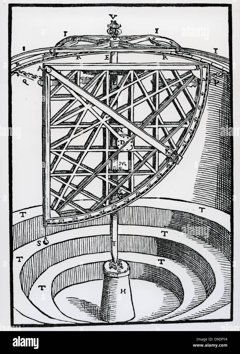 Revolving altitude instrument used by Brahe at his observatory at ...