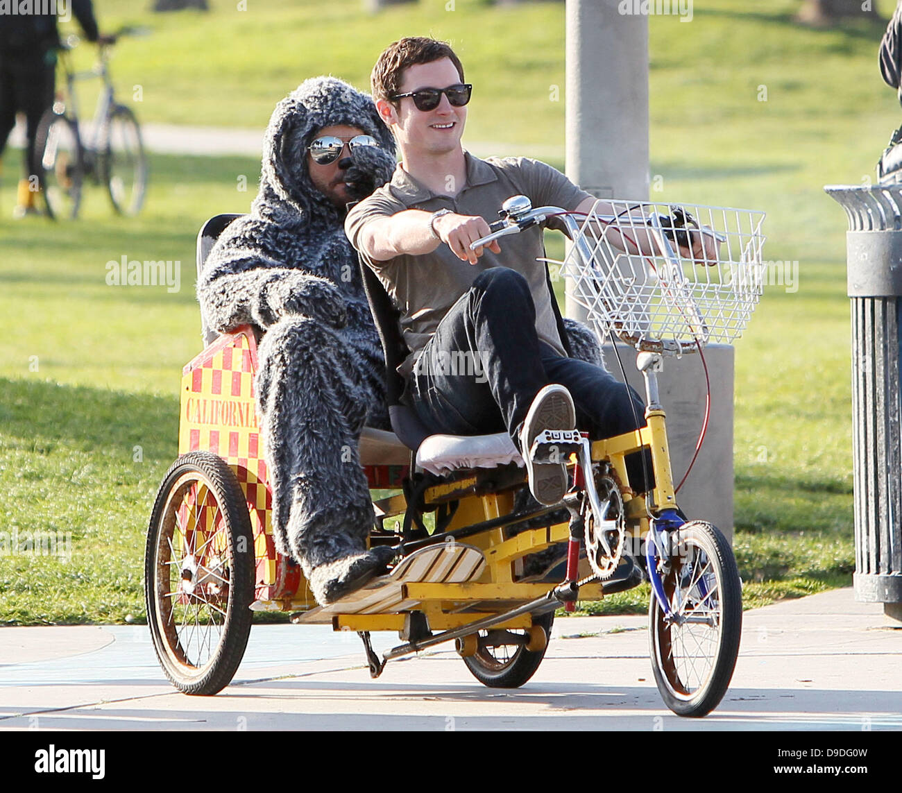 Elijah Wood and Jason Gann filming on the set of their new television ...